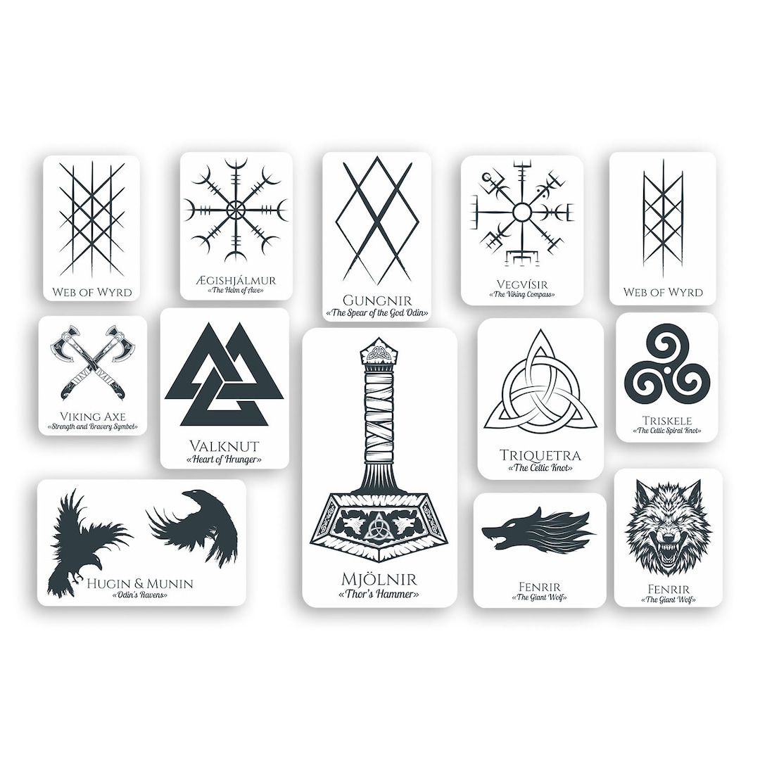 1 X A4 Viking Symbols Vinyl Stickers - Magic Runes Pagan Norse Crow ...