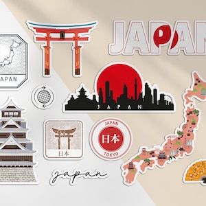 A5 Sticker Sheet Japan Landmarks Vinyl Stickers - Japanese Map Airport ...