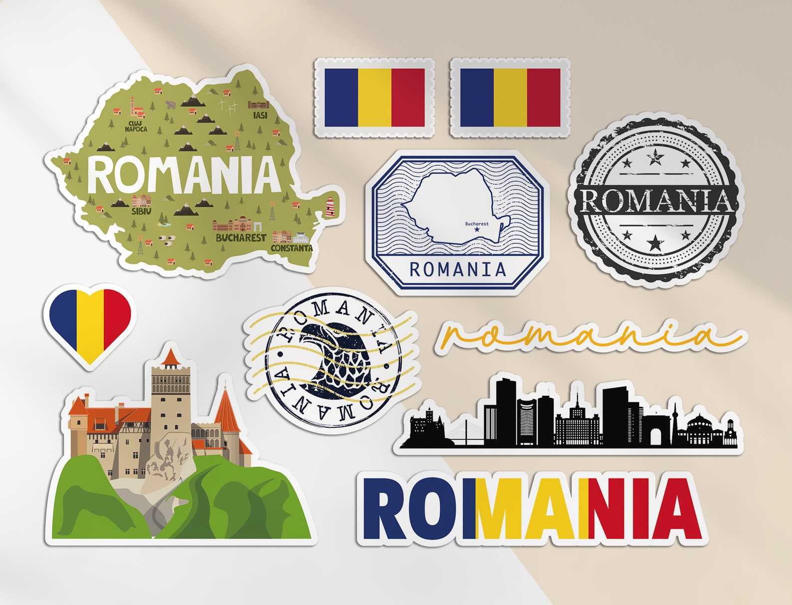 A5 Sticker Sheet Romania Landmarks Vinyl Stickers Romanian - Etsy