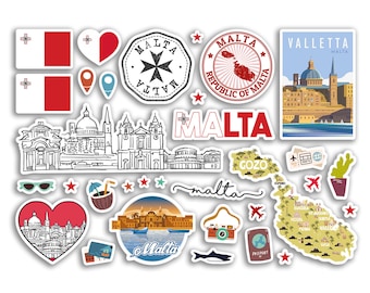 A5 Sticker Sheet European Landmarks Vinyl Stickers Europe Map Airport ...