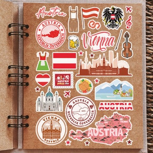 A4 Sticker Sheet Austria Landmarks Vinyl Stickers - Austrian Vienna Map ...