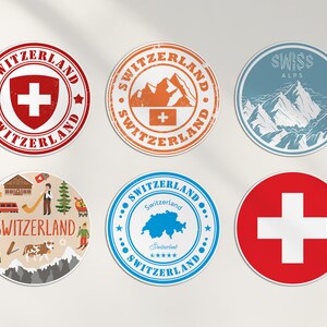 6 X 10cm Switzerland Vinyl Stickers - Swiss Country City Travel Map ...