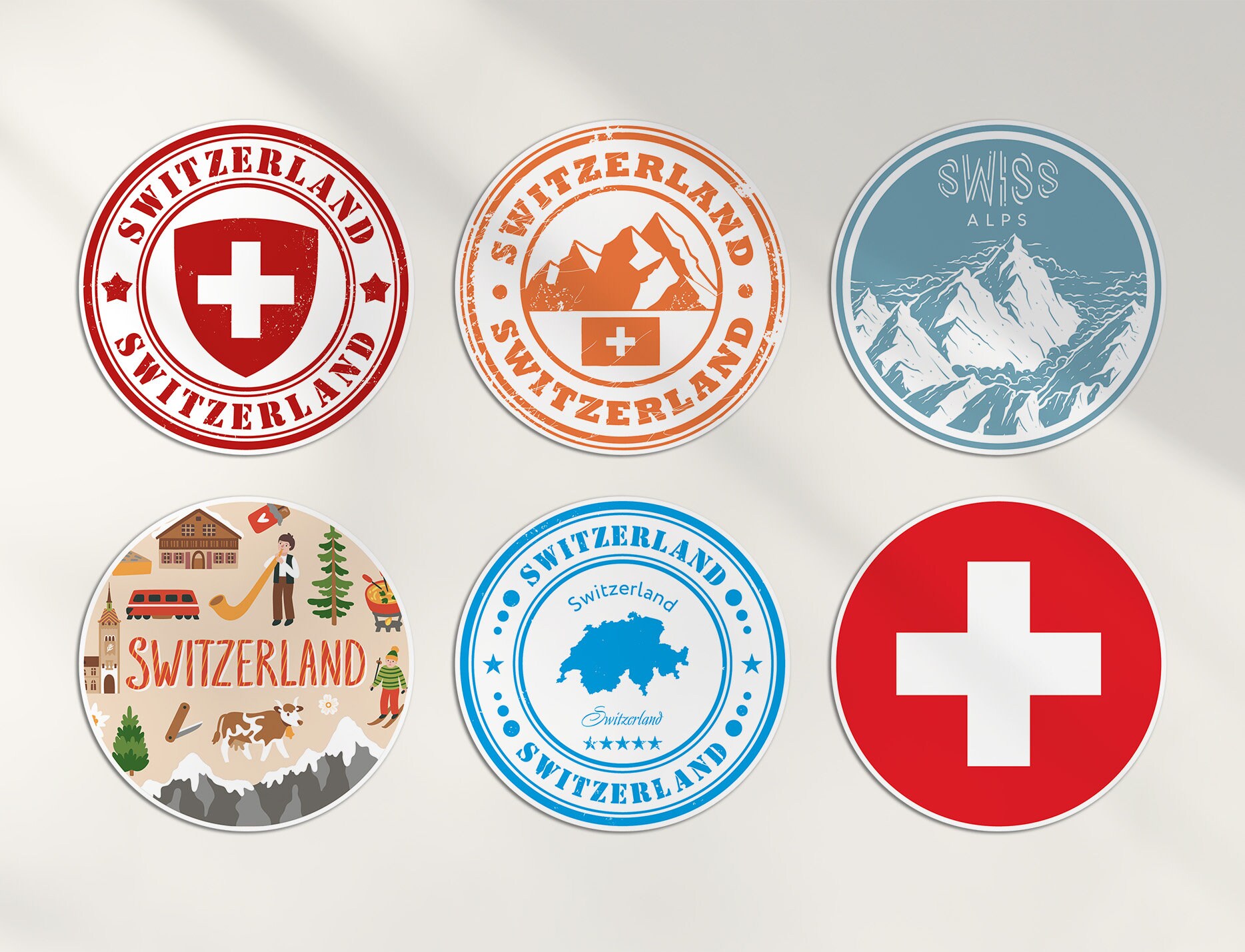 6 X 10cm Switzerland Vinyl Stickers - Swiss Country City Travel Map ...