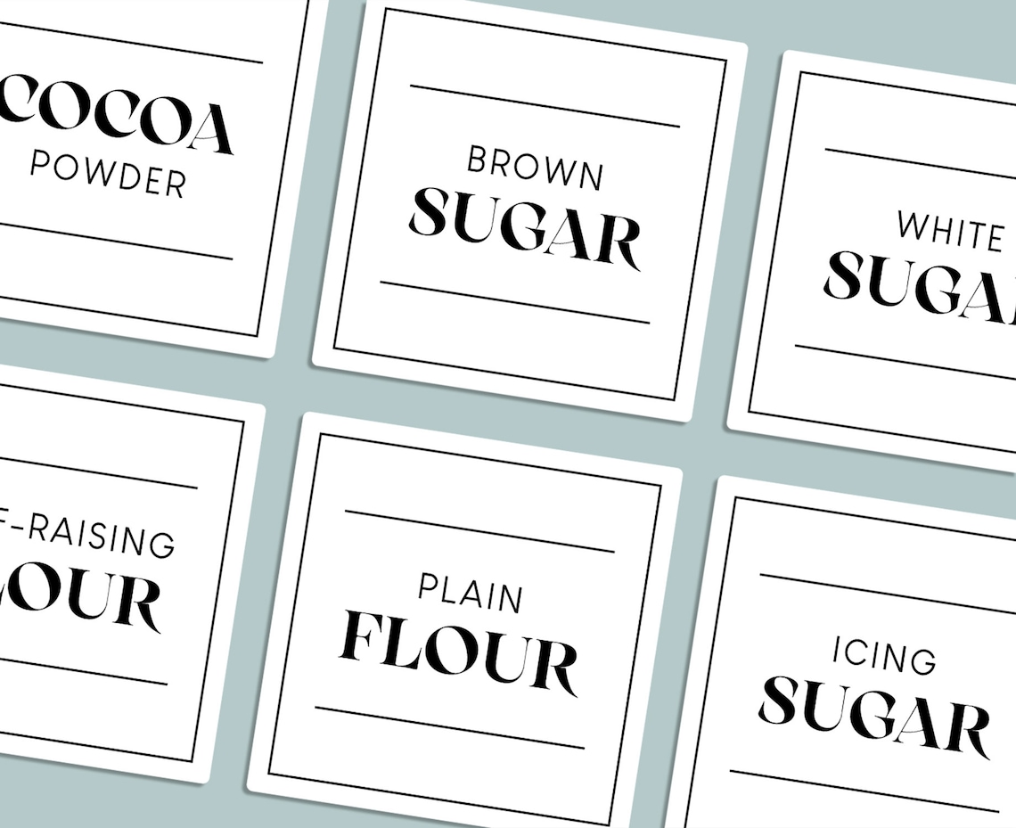 12 Modern Baking Labels Vinyl Stickers Pantry Kitchen Home - Etsy UK
