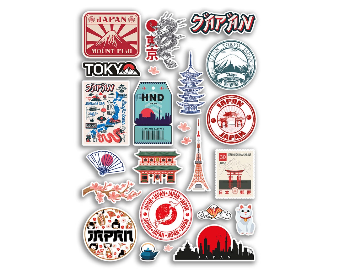 A4 Sticker Sheet Japan Vinyl Stickers - Tokyo Japanese City Landmarks ...