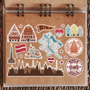 A5 Sticker Sheet Riga Landmarks Vinyl Stickers - Latvia City Airport ...