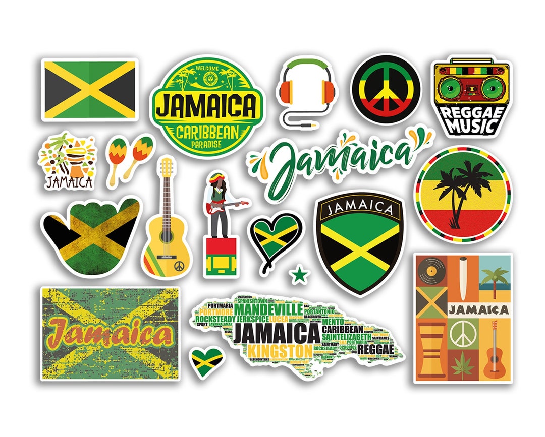 A5 Sticker Sheet Jamaica Landmarks Vinyl Stickers - Caribbean Map ...