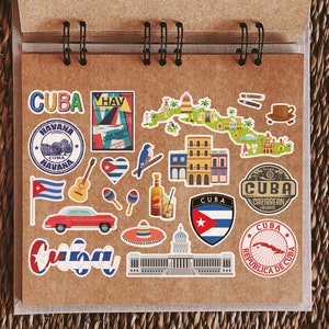 A5 Sticker Sheet Cuba Landmarks Vinyl Stickers Country Map America ...