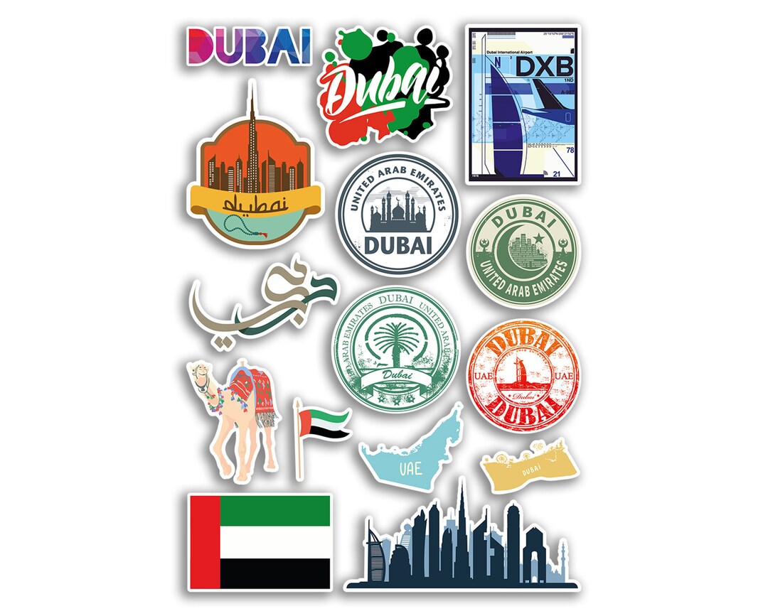 A4 Sticker Sheet Dubai Landmarks Vinyl Stickers - UAE United Arab ...
