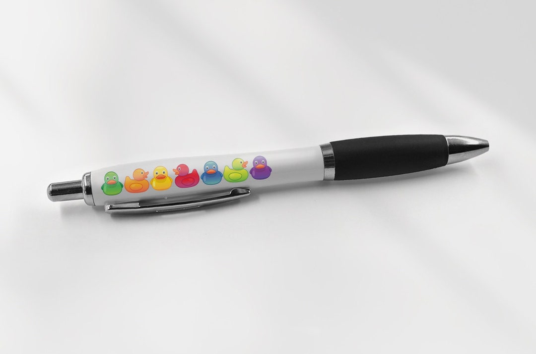 1 X Rubber Duck Black Pen - Colourful Toys Kids Bath Duckies Cute Funny ...