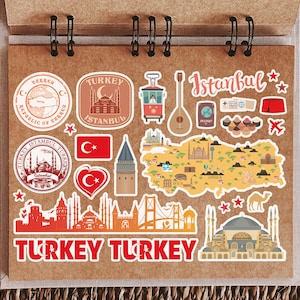 A5 Sticker Sheet Turkey Landmarks Vinyl Stickers Turkish Map Airport ...