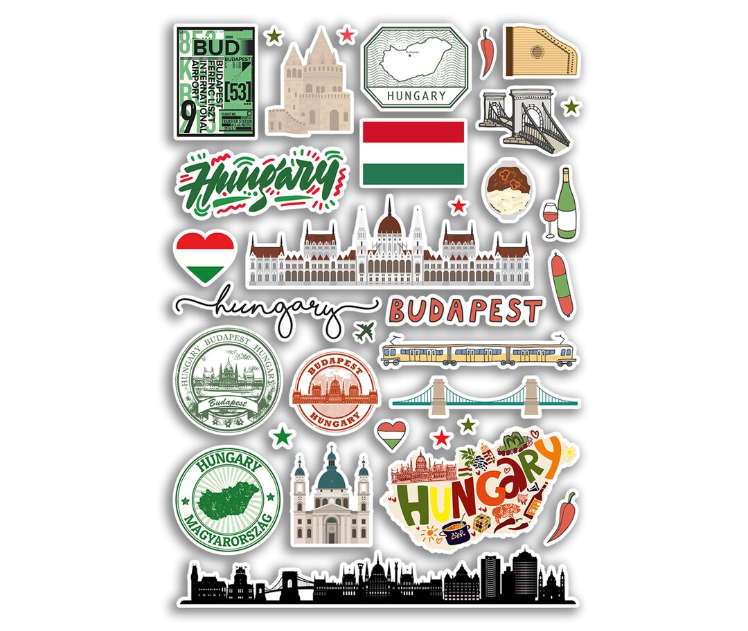 A4 Sticker Sheet Hungary Landmarks Vinyl Stickers Budapest City Map ...