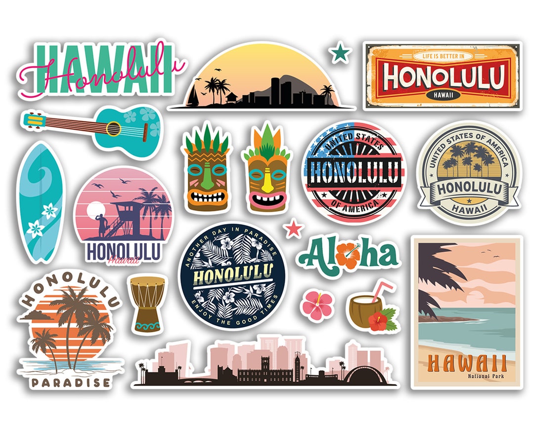 A5 Sticker Sheet Honolulu Landmarks Vinyl Stickers Hawaii USA States ...