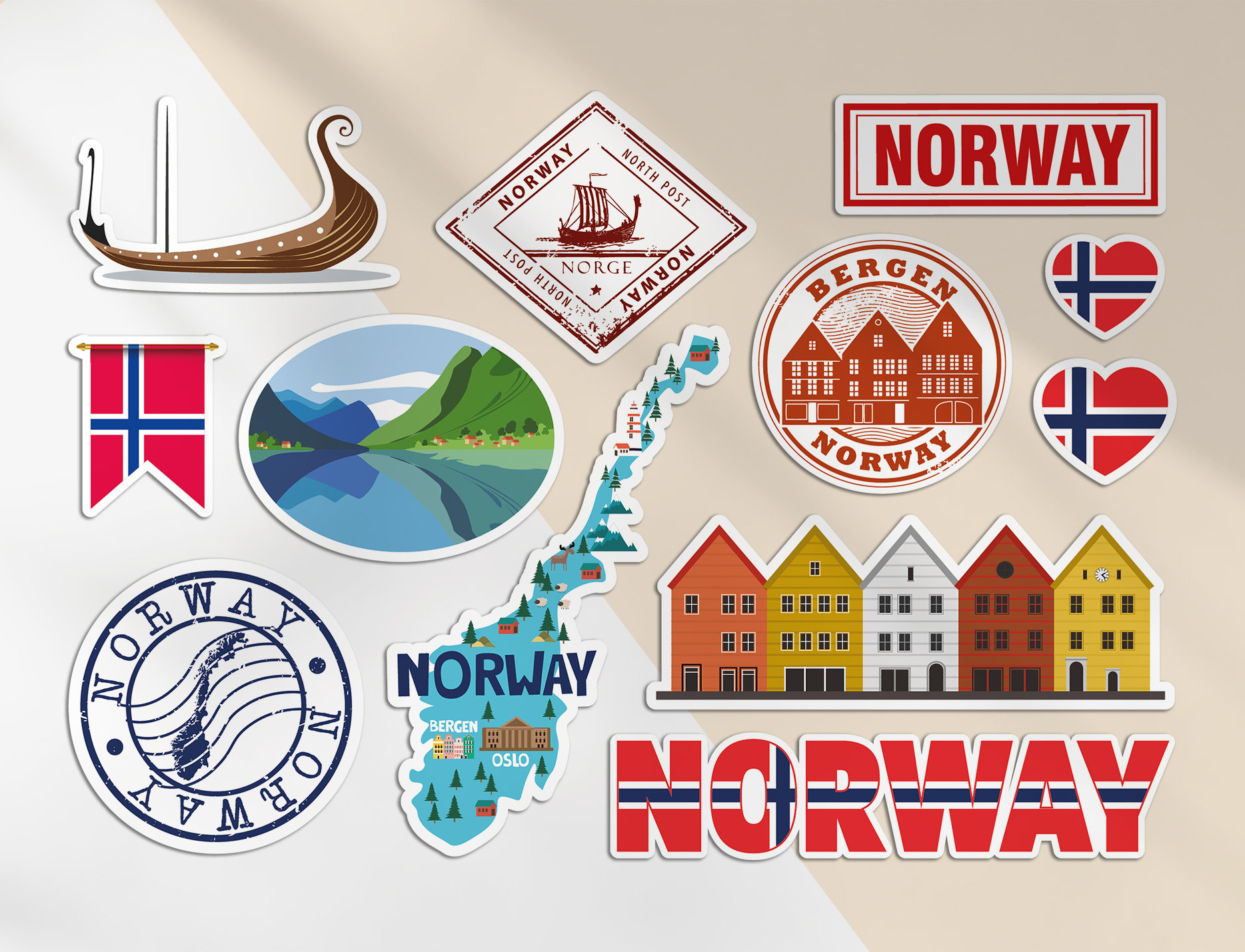 A5 Sticker Sheet Norway Landmarks Vinyl Stickers Norwegian - Etsy UK