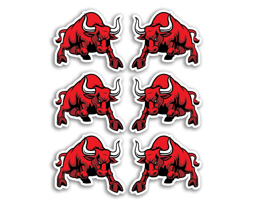 6 X 5cm Red Angry Mad Bull Vinyl Stickers - Spanish Animal Cartoon ...