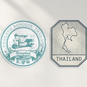 2 X 10cm Bangkok Vinyl Stickers - Thailand Landmarks Map Flag Holiday ...