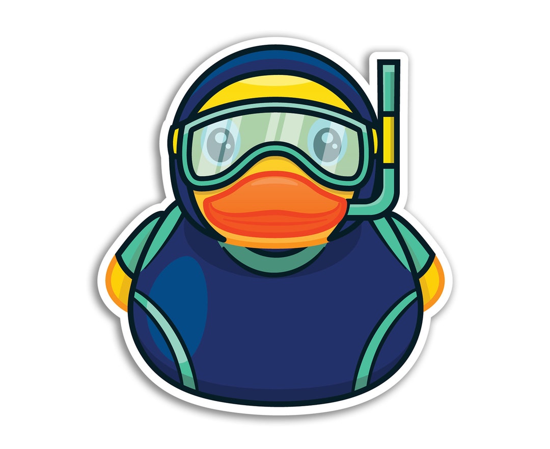 2 X 10cm Scuba Diving Rubber Ducks Vinyl Stickers Diver Kawaii Toy Bath ...