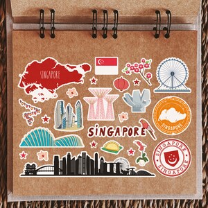 A5 Sticker Sheet Singapore Landmarks Vinyl Stickers - Country Beach ...
