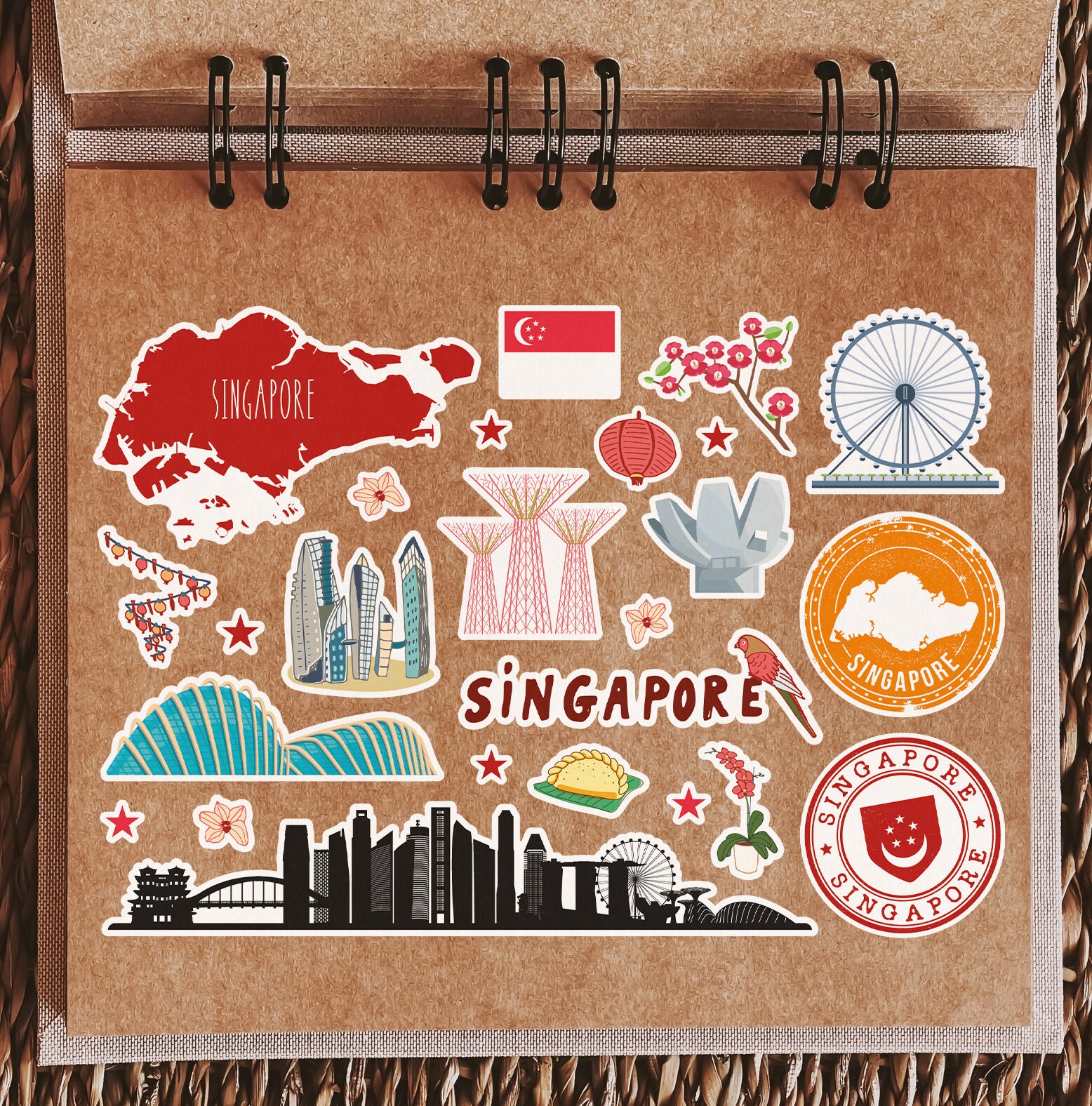 A5 Sticker Sheet Singapore Landmarks Vinyl Stickers - Country Beach ...