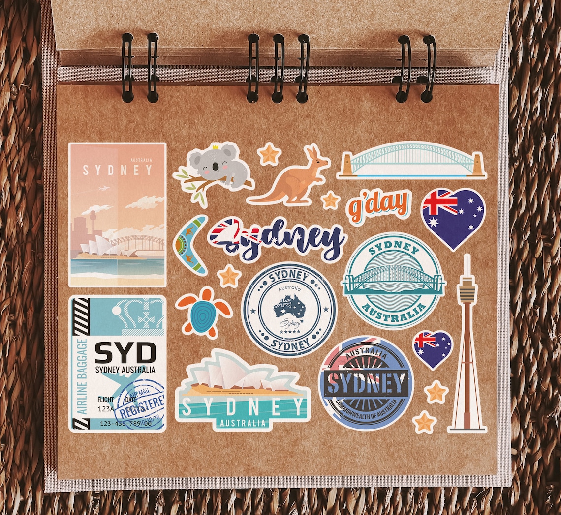 A5 Sticker Sheet Sydney Landmarks Vinyl Stickers - Australia City Map ...