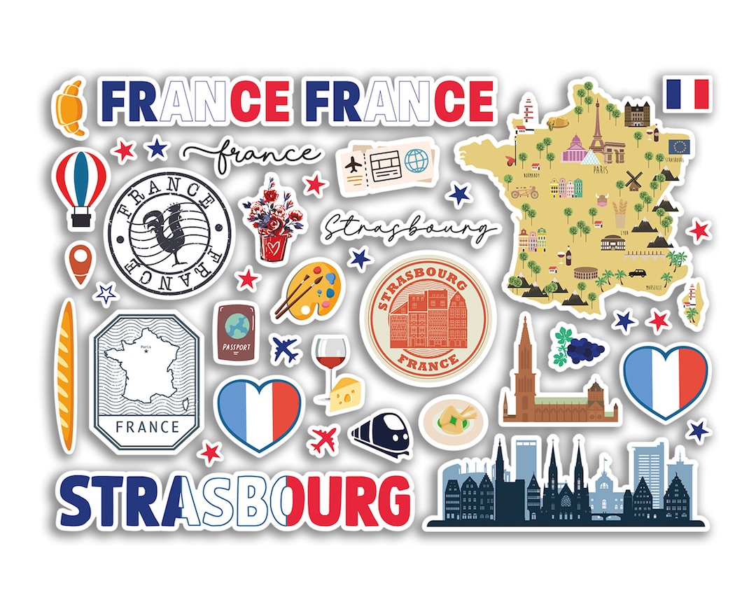 A5 Sticker Sheet Strasbourg Landmarks Vinyl Stickers France French ...