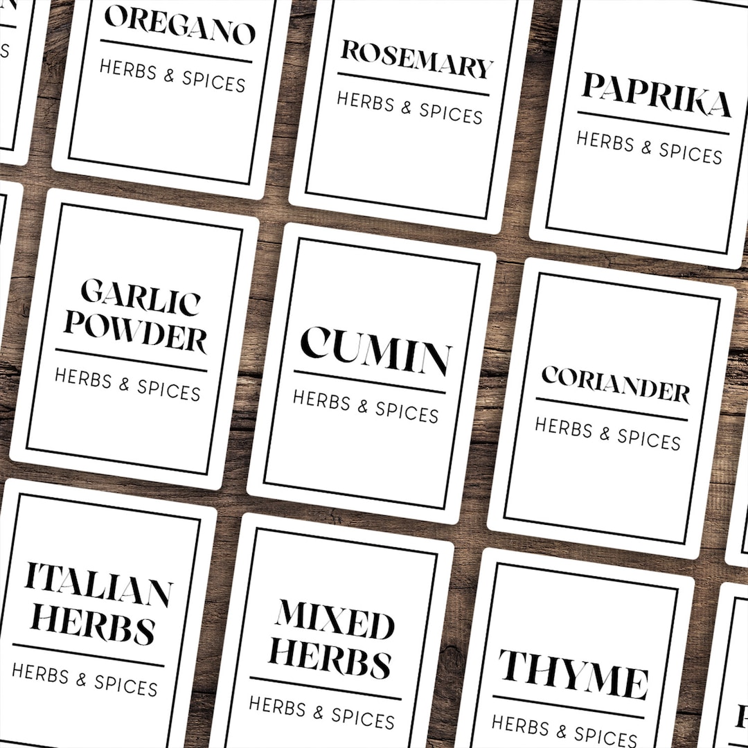30 Modern Herbs & Spices Labels Vinyl Stickers Pantry Home House ...