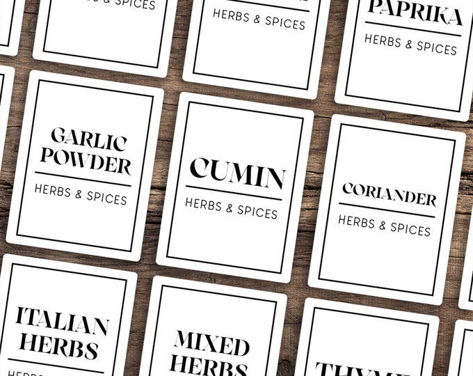 30 Modern Herbs & Spices Labels Vinyl Stickers Pantry Home House ...
