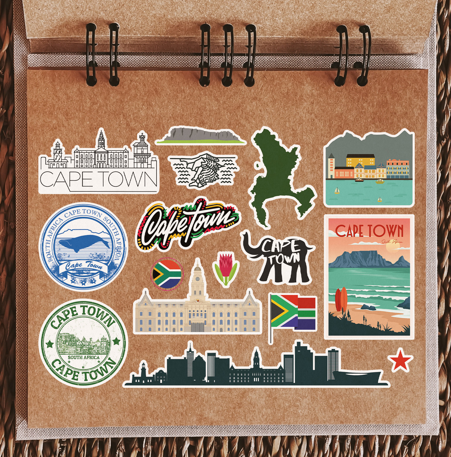 A5 Sticker Sheet Cape Town Landmarks Vinyl Stickers - South Africa ...