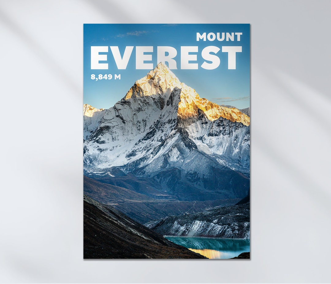 1 X Mount Everest Poster - Travel Mountains Asia Hike Graphic Art Home ...
