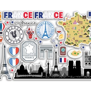 A5 Sticker Sheet France Landmarks Vinyl Stickers - French Paris Eiffel ...