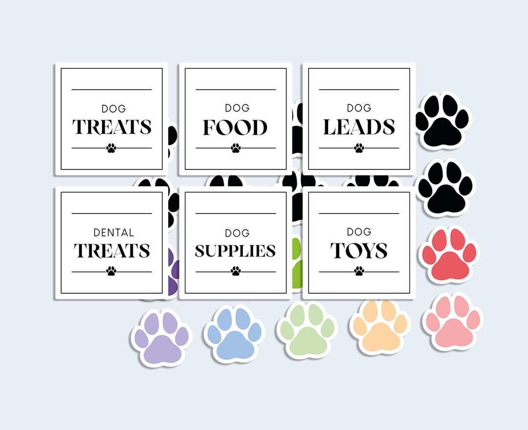 26 Modern Dog Labels Vinyl Stickers - Organisation Pets Animal Treats ...