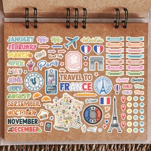 A4 Sticker Sheet France Landmarks Vinyl Stickers - Paris City Eiffel ...