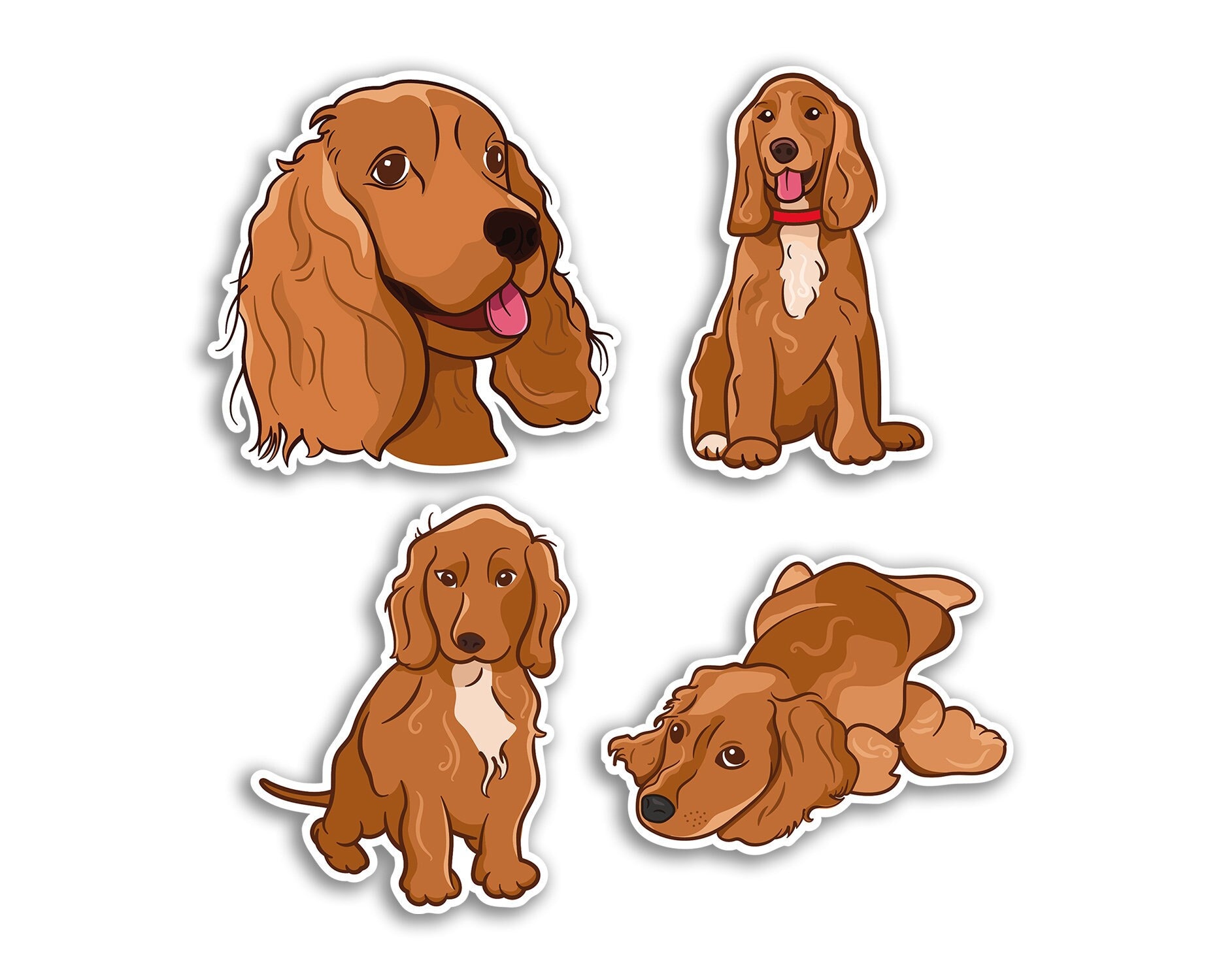 4 X 10cm Cocker Spaniel Dog Vinyl Stickers - Ginger English Dogs Puppy ...