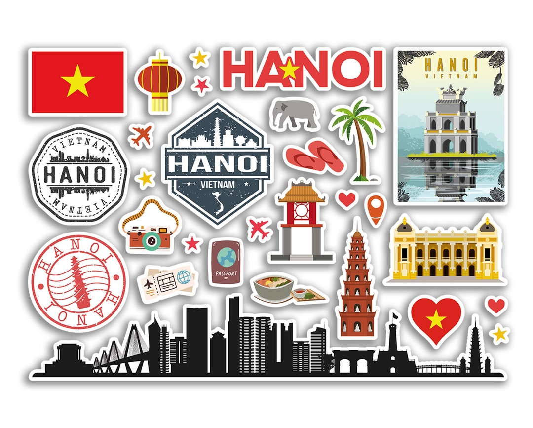 A5 Sticker Sheet Hanoi Landmarks Vinyl Stickers Vietnam Asia Beach ...