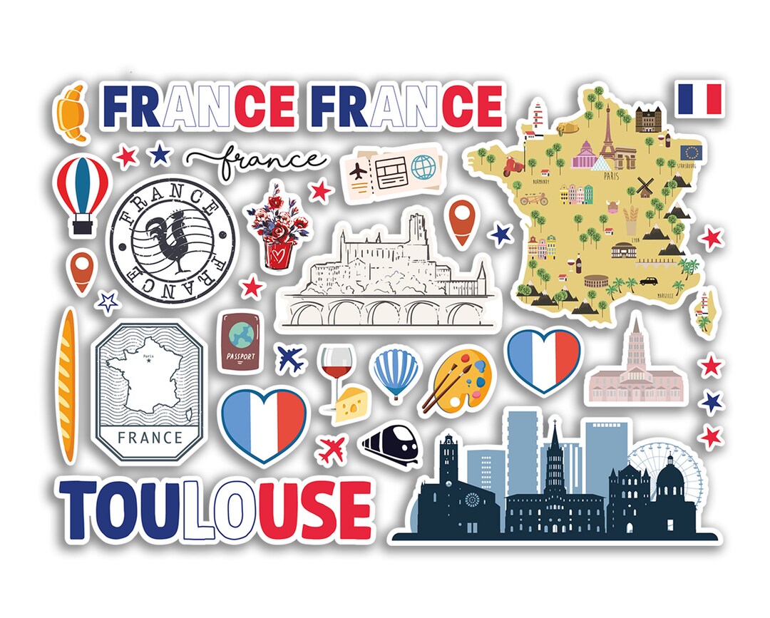 A5 Sticker Sheet Toulouse Landmarks Vinyl Stickers - France French ...