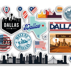 A5 Sticker Sheet Dallas Landmarks Vinyl Stickers - Texas USA America ...