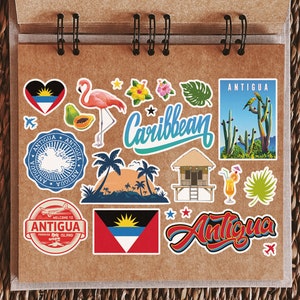 A5 Sticker Sheet Antigua Vinyl Stickers Caribbean Tropical Summer ...