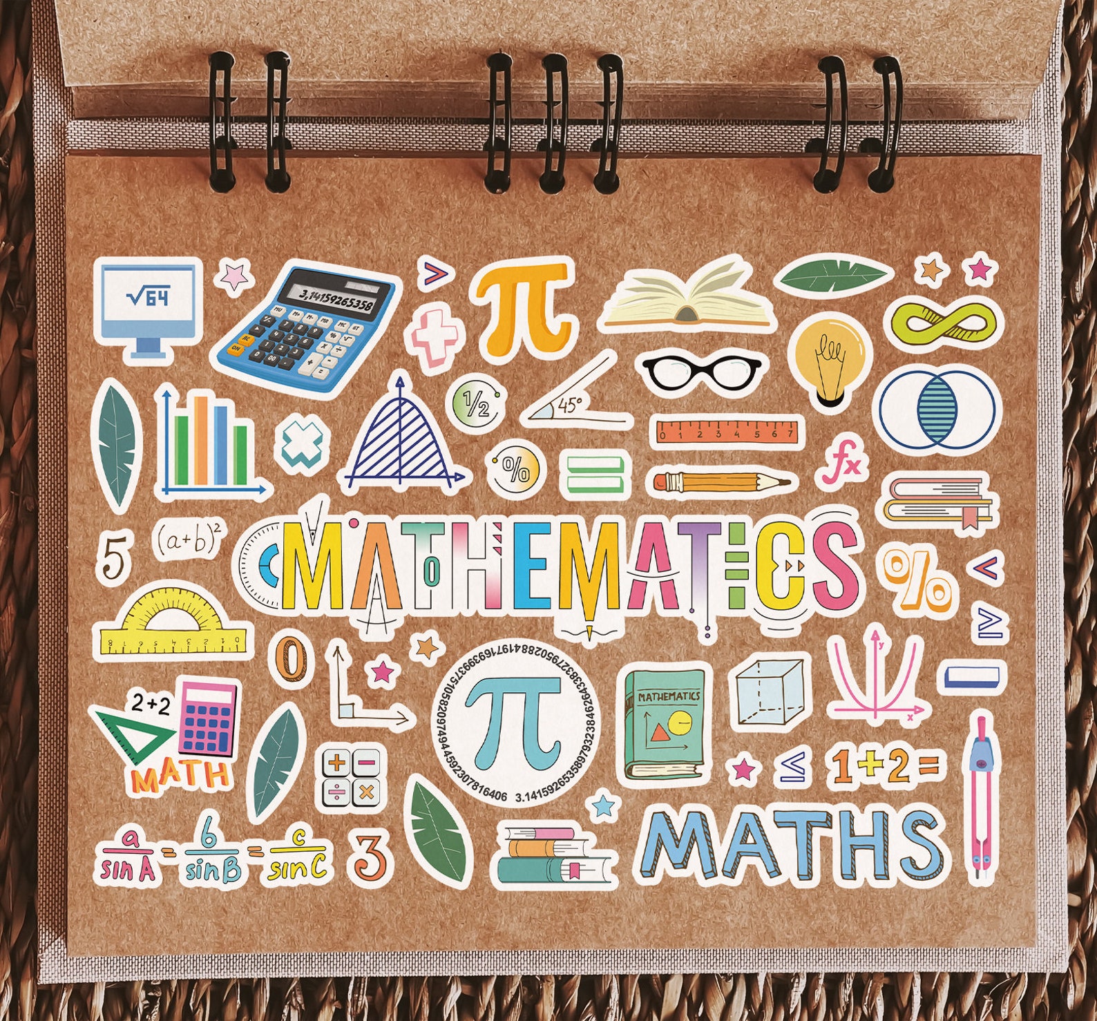 A4 Sticker Sheet Mathematics Vinyl Stickers - Maths Fan Lesson School ...