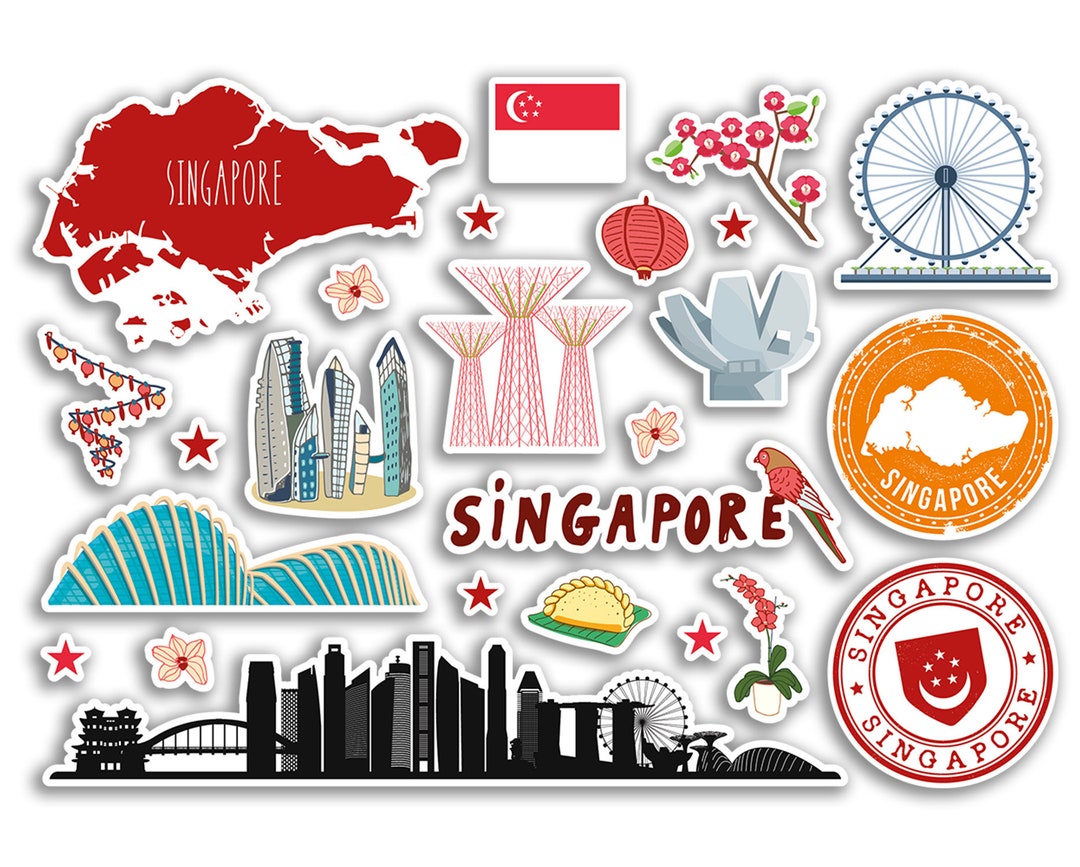A5 Sticker Sheet Singapore Landmarks Vinyl Stickers - Country Beach ...