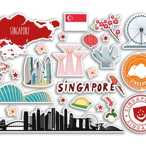 A5 Sticker Sheet Singapore Landmarks Vinyl Stickers - Country Beach ...