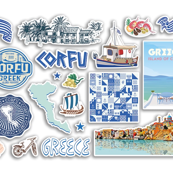 Greek Corfu Stickers - Etsy