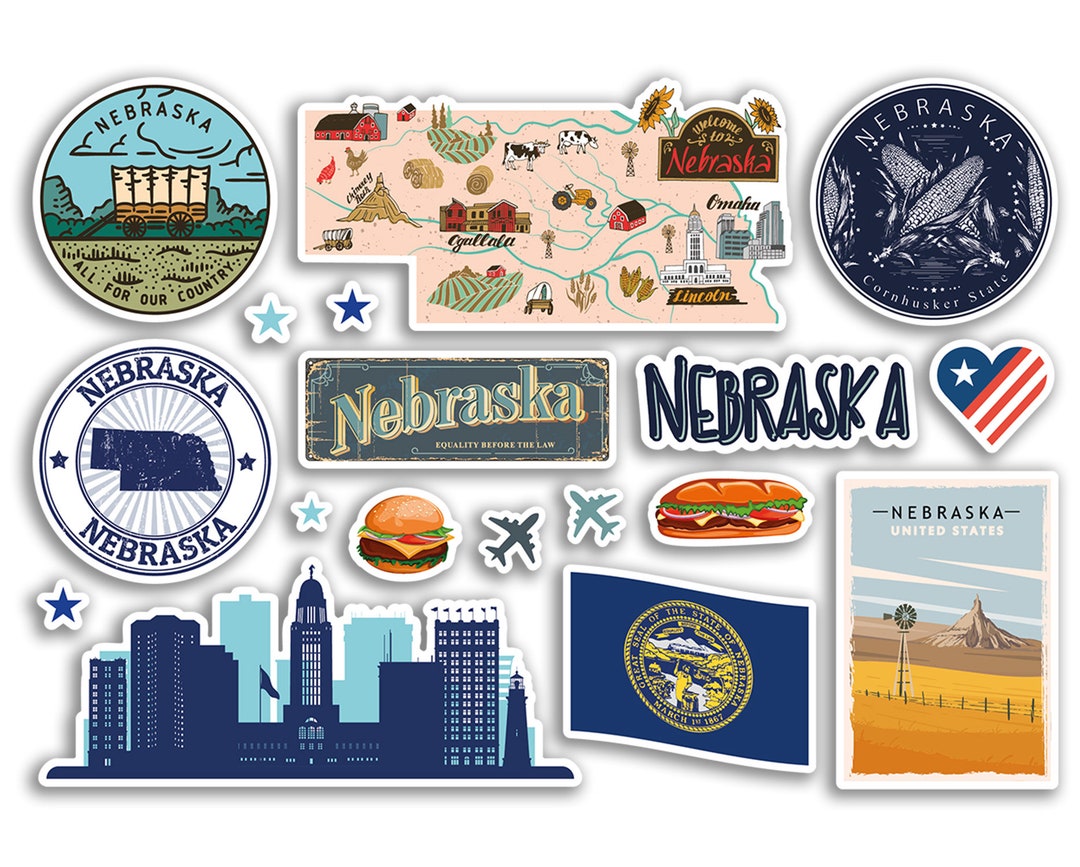 A5 Sticker Sheet Nebraska Landmarks Vinyl Stickers USA America States ...