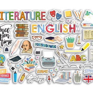 A4 Sticker Sheet English Vinyl Stickers - Literature Fan Language ...