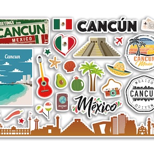 A5 Sticker Sheet Cancun Landmarks Vinyl Stickers Mexican Mexico Beach ...