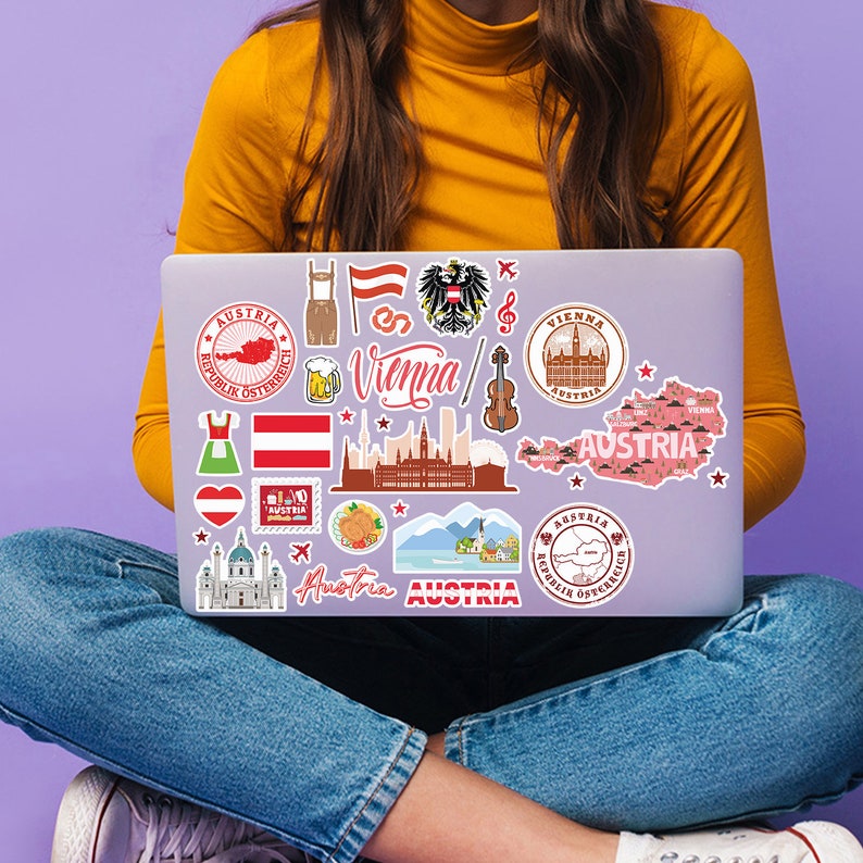 A4 Sticker Sheet Austria Landmarks Vinyl Stickers - Austrian Vienna Map ...