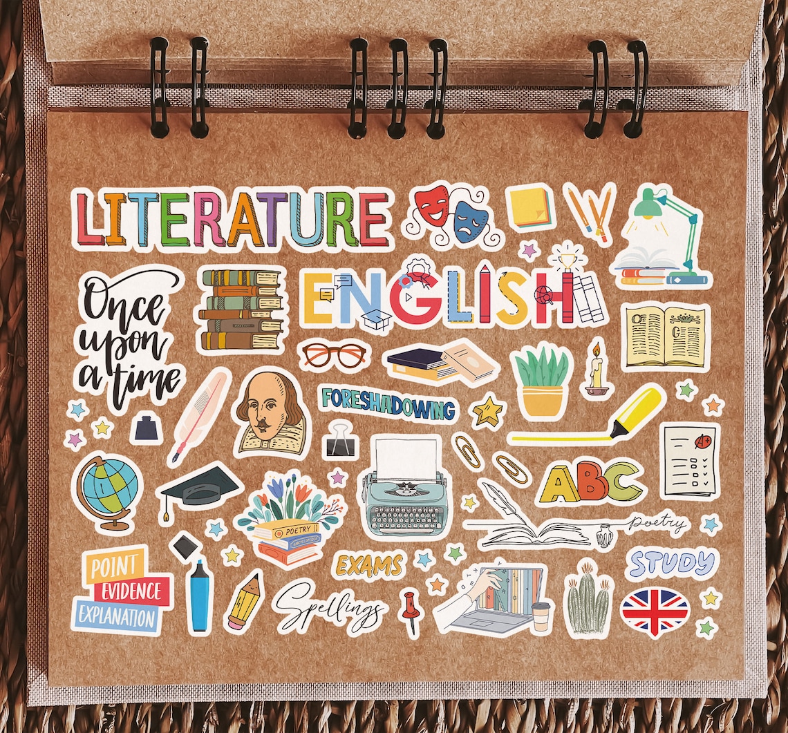 A4 Sticker Sheet English Vinyl Stickers - Literature Fan Language ...