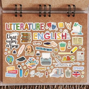 A4 Sticker Sheet English Vinyl Stickers - Literature Fan Language ...