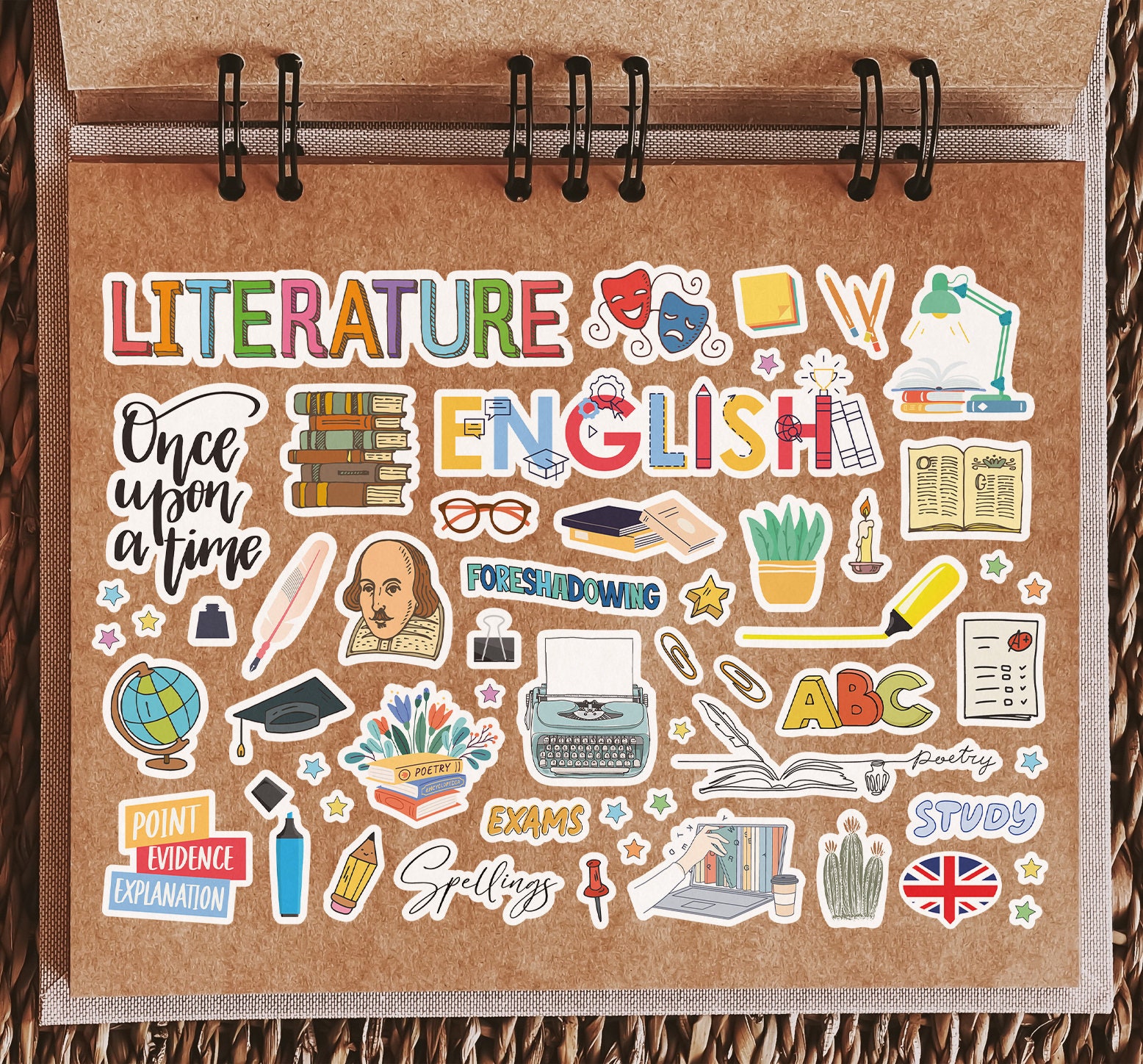 A4 Sticker Sheet English Vinyl Stickers - Literature Fan Language ...