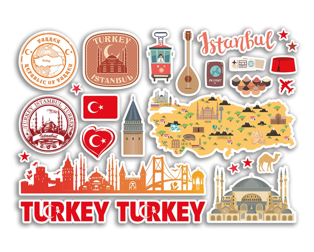 A5 Sticker Sheet Turkey Landmarks Vinyl Stickers Turkish Map Airport ...