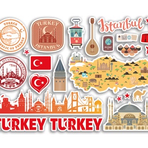 A5 Sticker Sheet Turkey Landmarks Vinyl Stickers Turkish Map Airport ...